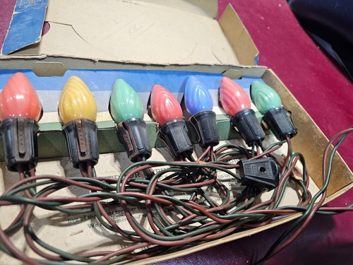 Vintage Paramount Christmas Light String Box C9 GE Flame Swirl Lamps | eBay