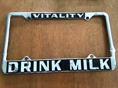 Vitality Drink Milk License Plate Frame vintage (broken frame) | eBay