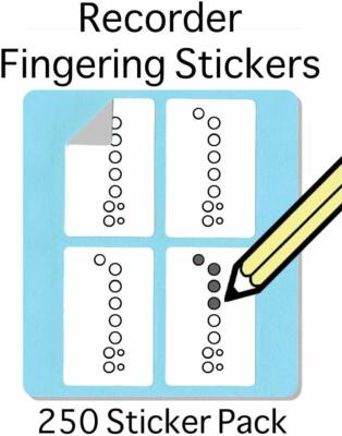 Recorder Fingering Stickers Set (250 Pack) Super handy for students and ...