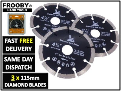 3 x 4.5" 115mm DIAMOND CUTTING DISC ANGLE GRINDER BLADE GRINDING STONE ...