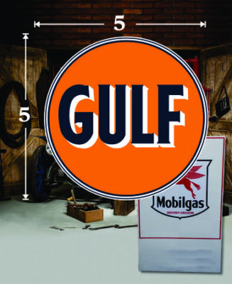 (1) 5" x 5" GULF Shield Gas Vinyl Decal Lubester Oil Pump Can Lubster ...