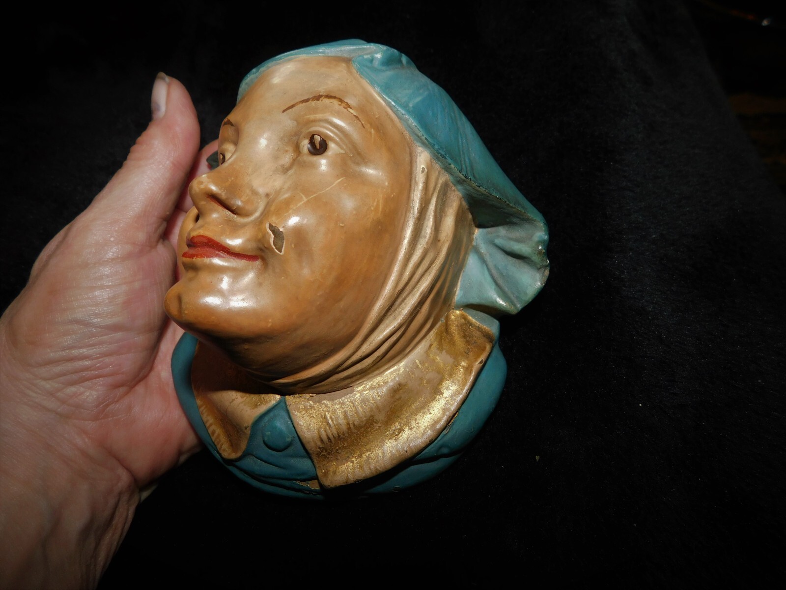 ANTIQUE BRETBY POTTERY WALL POCKET HEAD 888 HANDPAINTED LADY | eBay UK