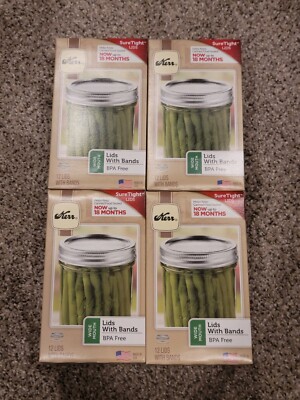 48 Canning Jar Lids Wide Mouth Kerr® Sure Tight™ Lids With Bands 4 ...