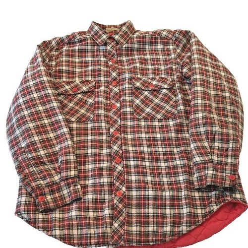 Plaid Flannel Shacket Shirt Jacket Men's L Quilt Lined Padded 90s Pine ...
