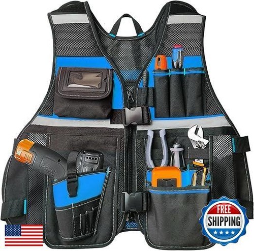 TooCust Tool Vest Electrician, Hi Vis Tool Vest for Carpenters and ...