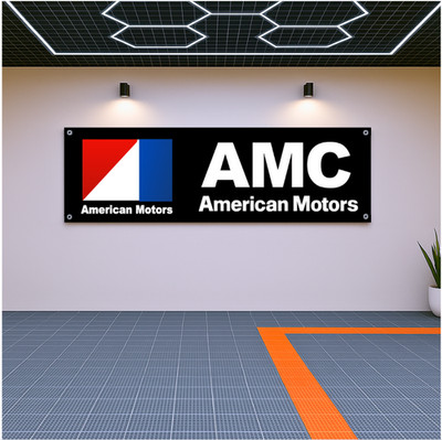 AMC American Motors Racing Flag Banner 71x24" – Man Cave Wall Art | eBay