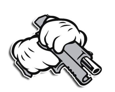 "Cartoon Hands" cocking Pistol decal sticker,.40,.45,FOR GLOCK ...