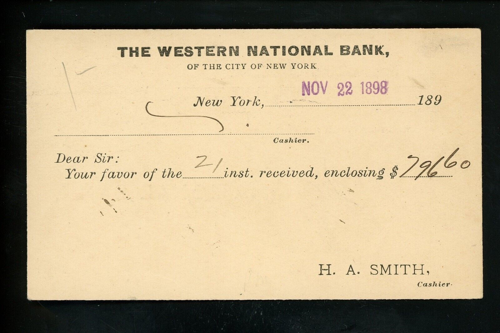 New York City NY postcard Western National Bank 1898 Vintage | eBay
