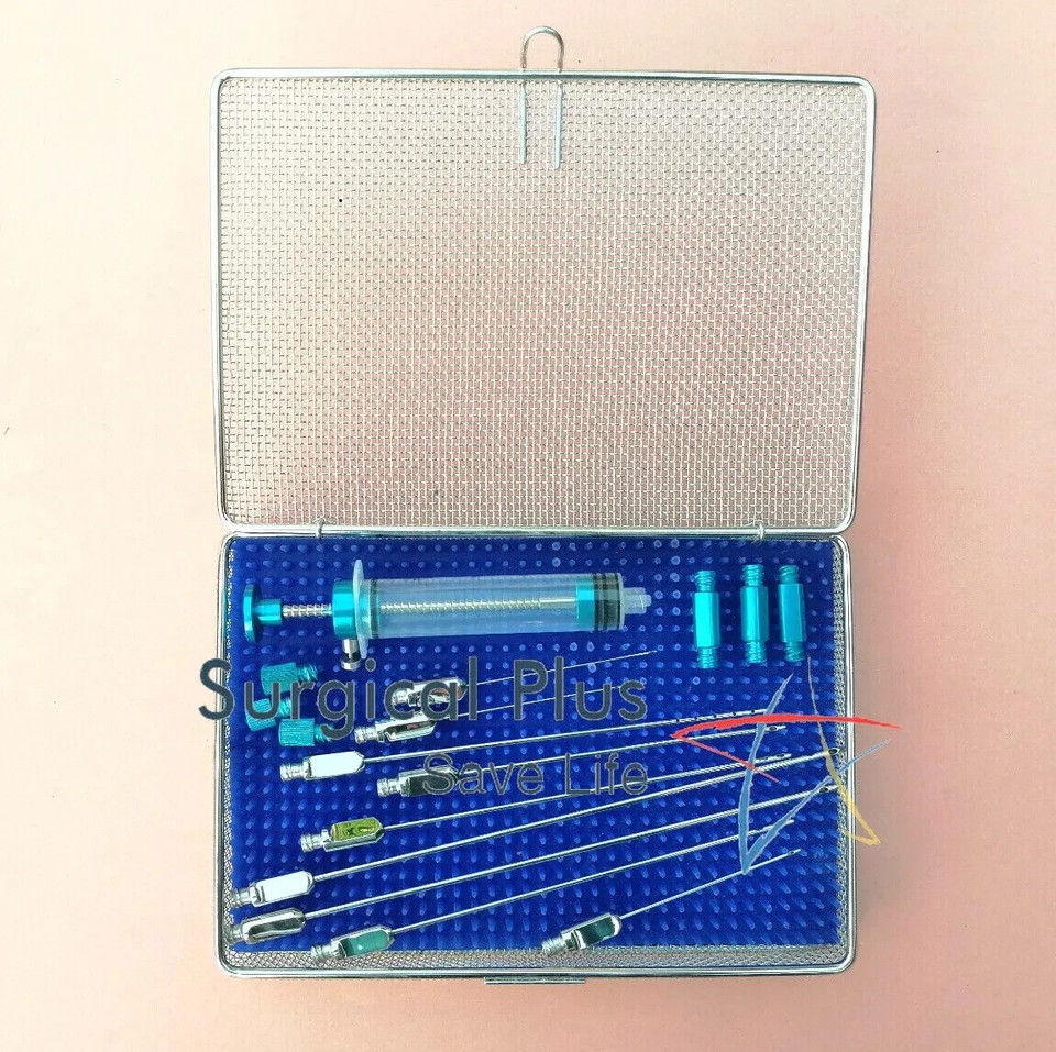 Facial LipoSuction Luer Lock Set Plastic & Cosmetic Fat Grafting Mesh ...