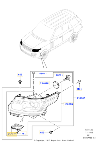 HID XENON HEADLIGHT BALLAST- LAND ROVER RANGE ROVER L405 12-17 LR014114 ...