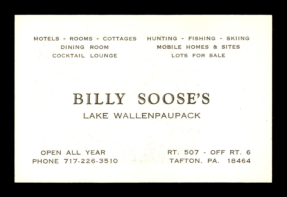 Billy Soose Authentic Autographed Signed Business Card Boxer "To ...