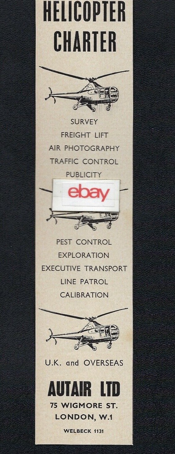 AUTAIR HELICOPTERS 1956 HELICOPTER CHARTER SERVICE S-51 75 WIGMORE ST ...