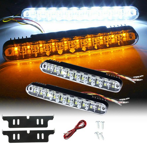 Switchback 30 LED DRL Universal Daytime Running Turn Signal Amber White ...