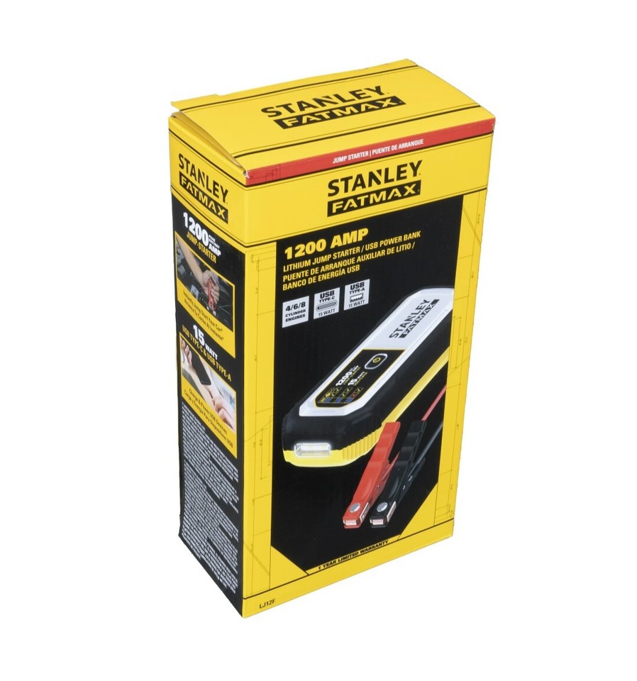 Stanley FatMax 1200 Amp, Lithium Jump Starter with USB Power Bank | eBay