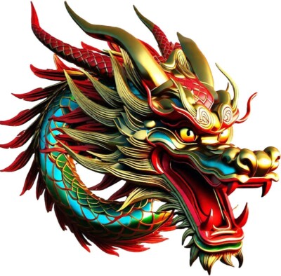Lucky Chinese Loong Dragon With Horns Size A3 | eBay UK