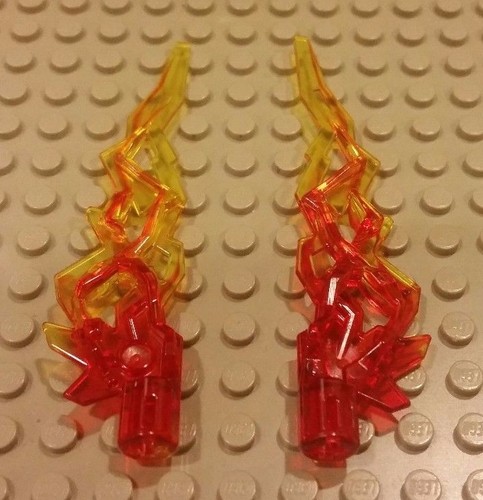 Lego NEW Set of 2/4/10/20 Large YELLOW w/ RED Flames/Lightning Bolt w ...