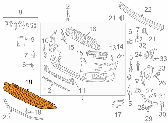 Audi OEM 2016 A6 Quattro Front Bumper Grille Grill-lower Plate ...