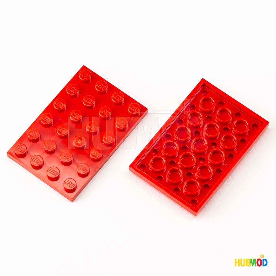 Lot of 6 Genuine LEGO Red 4x6 Stud Dots 3032 Flat Base Plates Building ...