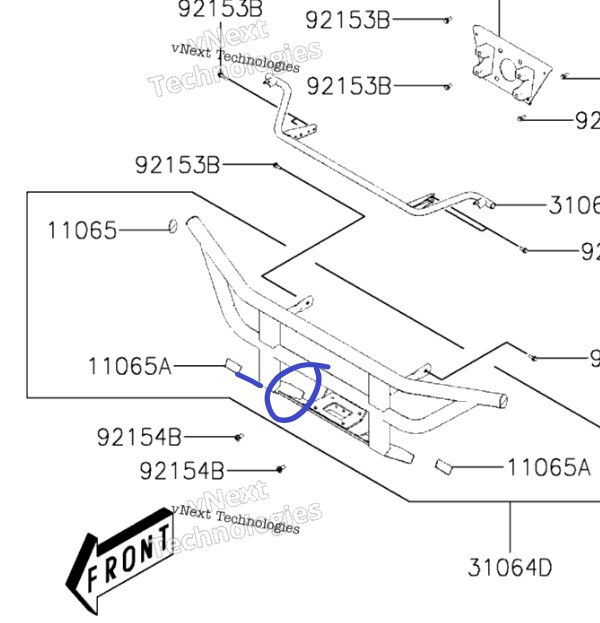 OEM KAWASAKI MULE PRO-MX KAF700 FRONT BUMPER RECTANGLE PLASTIC CAPS ...