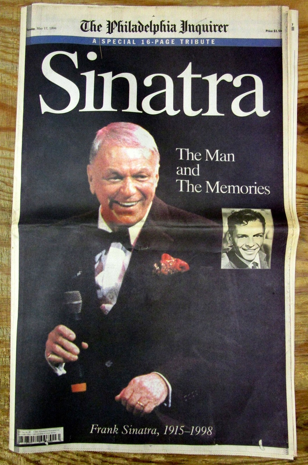 1998 display newspaper DEATH of singer / actor FRANK SINATRA - with ...