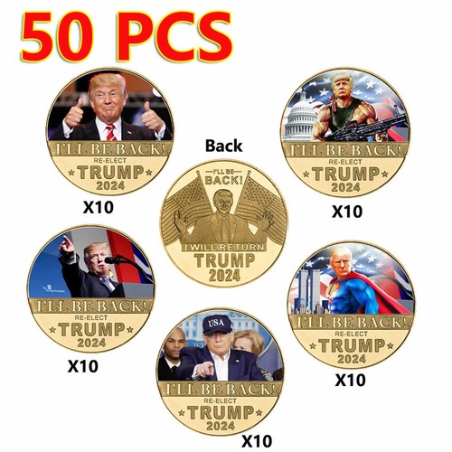 50PCS 2024 Commemorative Coin MAGA King Coin President Donald Trump I ...