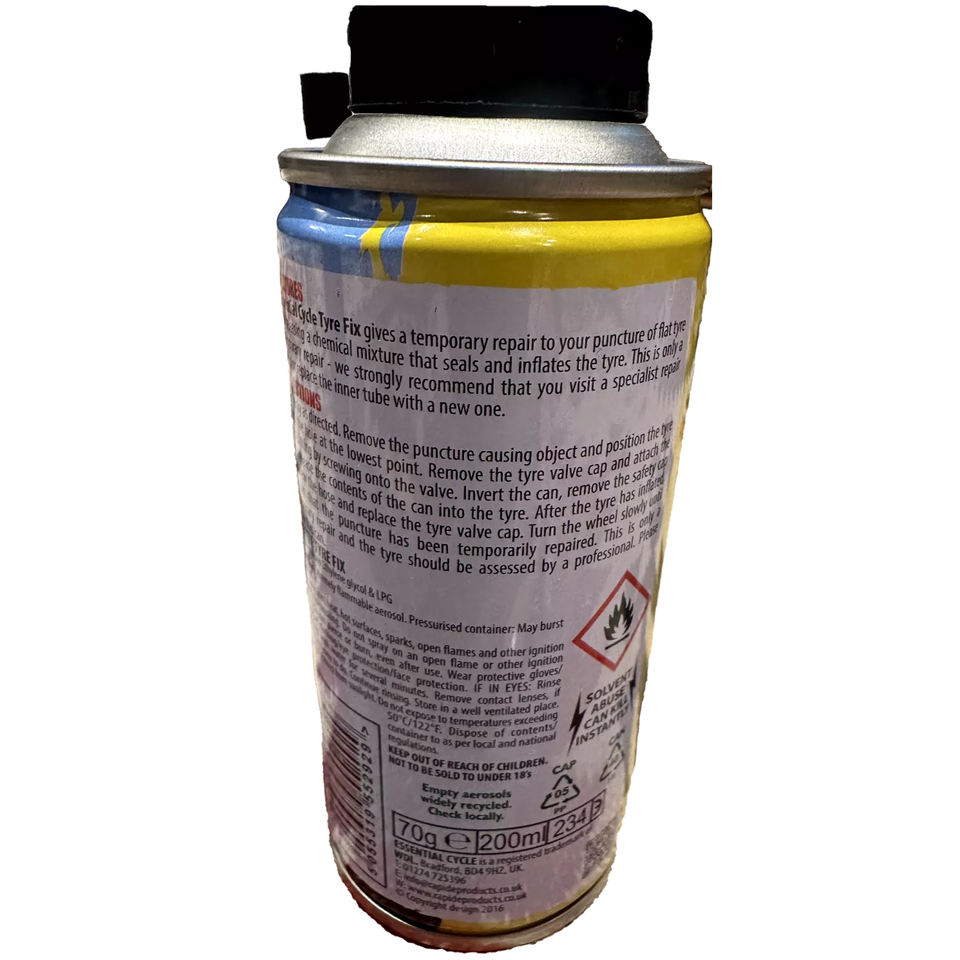 BICYCLE INSTANT BIKE TYRE FIX SEAL & INFLATE FAST PUNCTURE REPAIR KIT ...