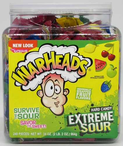 Warheads Extreme Sour Hard Candy 240 Count Tub War Head Bulk Candies ...