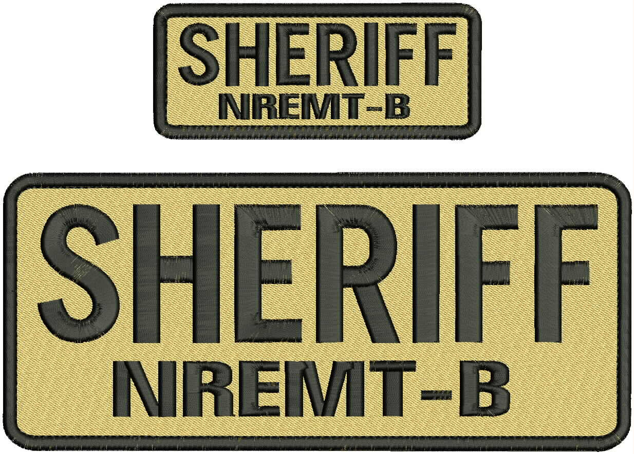 SHERIFF NREMT-B EMB PATCH 4X10 AND 2X5 HOOK ON BACK BLACK ON TAN | eBay