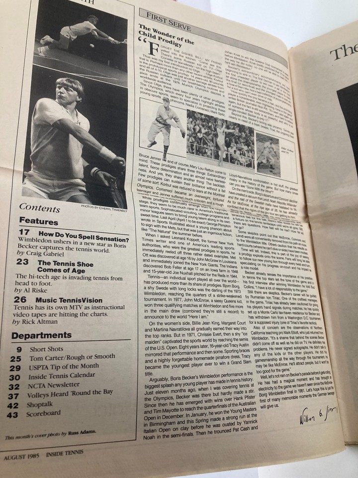 VTG Inside Tennis Magazine August 1985 A Star Is Born Wimbledon 1985 | eBay