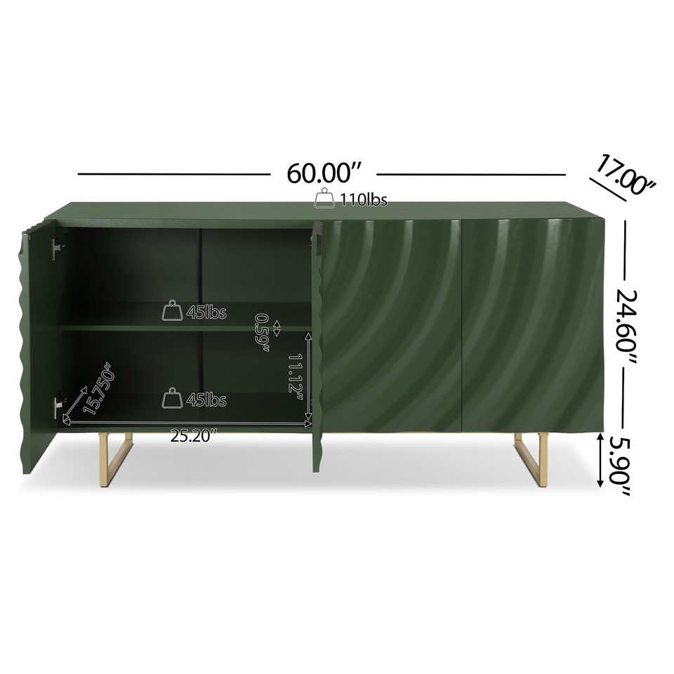 Modern Industrial Storage Sideboard with Corrugated Doors and ...