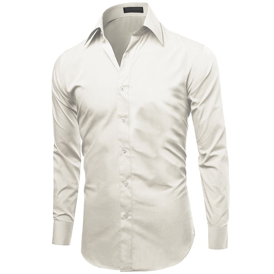 Omega Italy Men's Premium Slim Fit Button Up Long Sleeve Solid Color ...