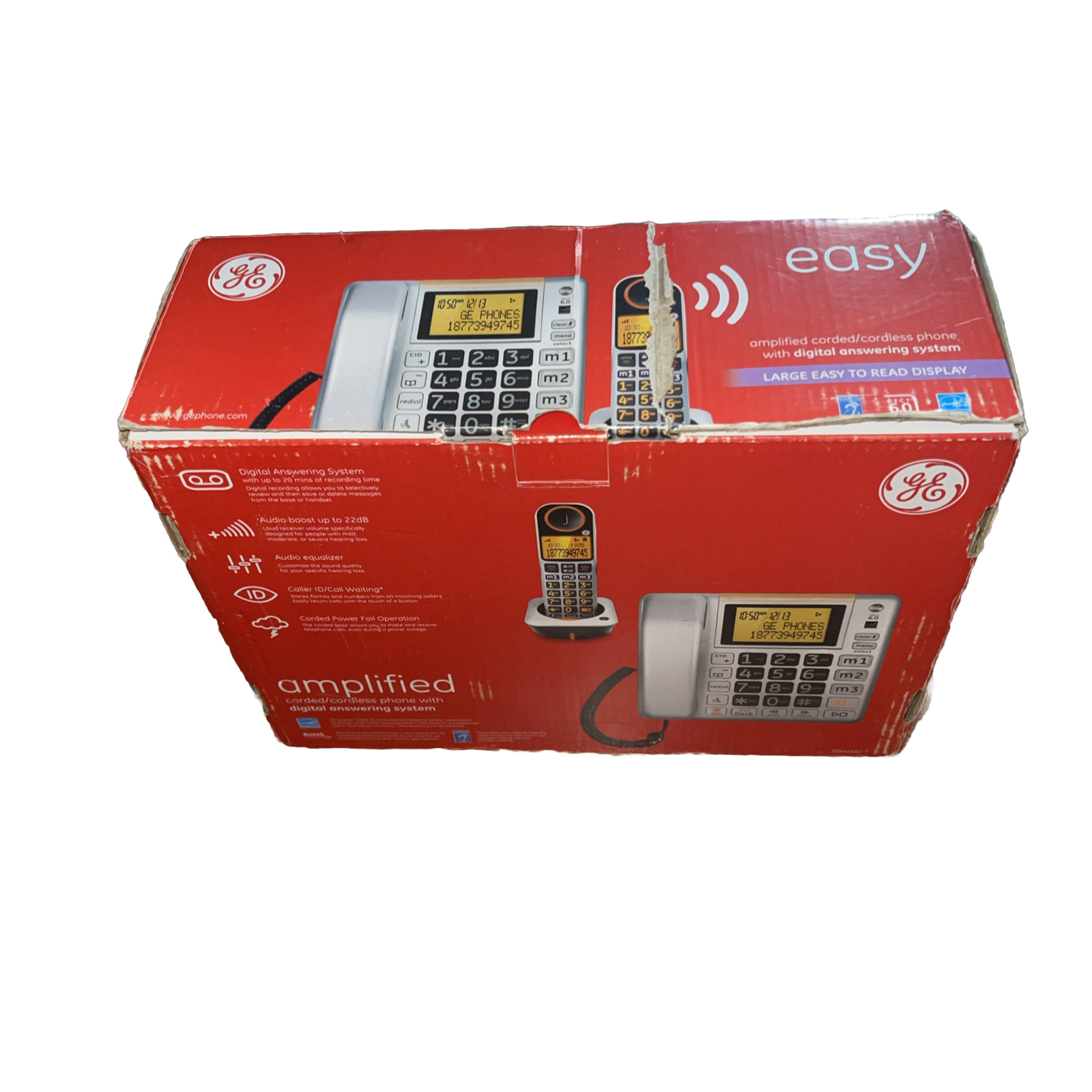 GE Amplified Corded/Cordless Phone with Digital Answering System DECT 6 ...