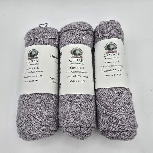 3 Skeins CESTARI Yarn Heather Collection LILAC SAGE Cotton Wool Blend ...