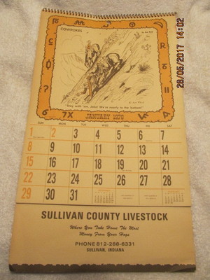 1978 Wall Calendar Sullivan County Livestock IN W/Cowpokes Cartoons by ...