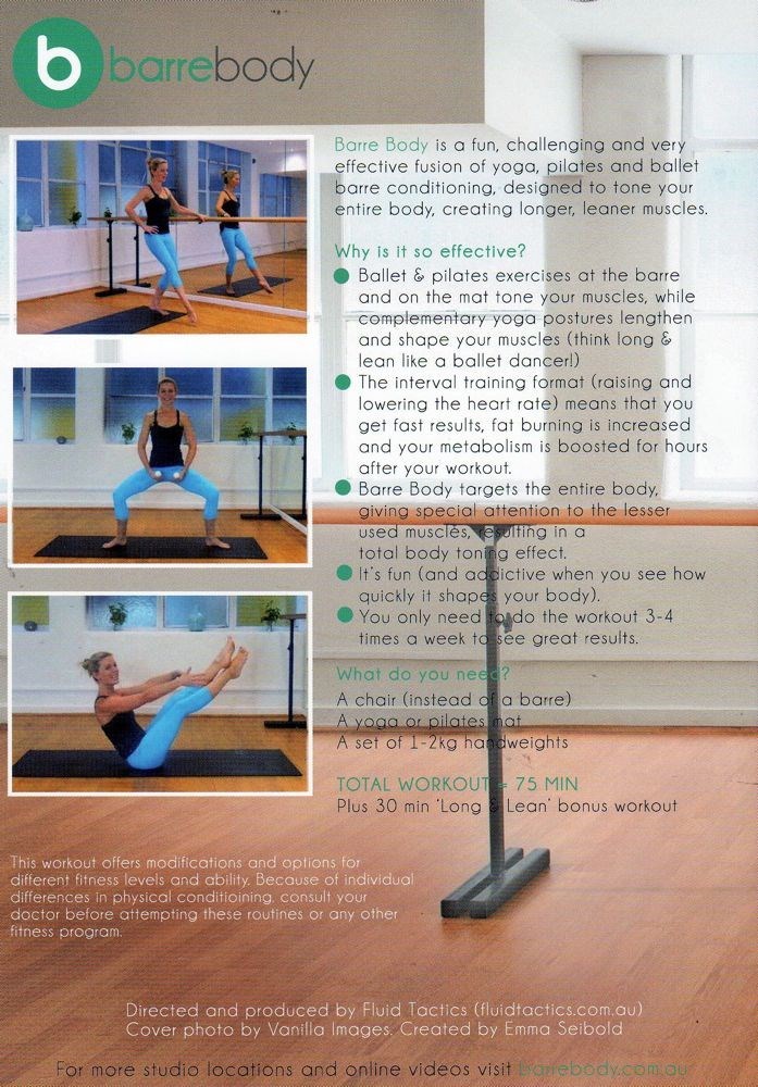 BARRE BODY TONE AND SHAPE WORKOUT DVD EMMA SEBOLD YOGA PILATES BARRE ...