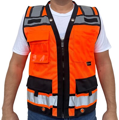 Super Duty Orange Mesh High Visibility Safety Vest, Class 3, Type R | eBay