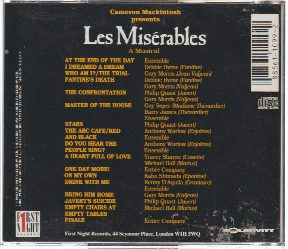 "LES MISERABLES", HIGHLIGHTS FROM THE CAST, MUSIC CD | eBay