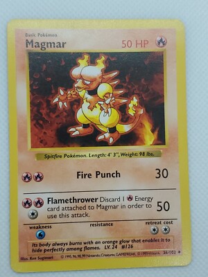 Pokémon TCG Magmar Base Set 36/102 Regular Shadowless Uncommon | eBay