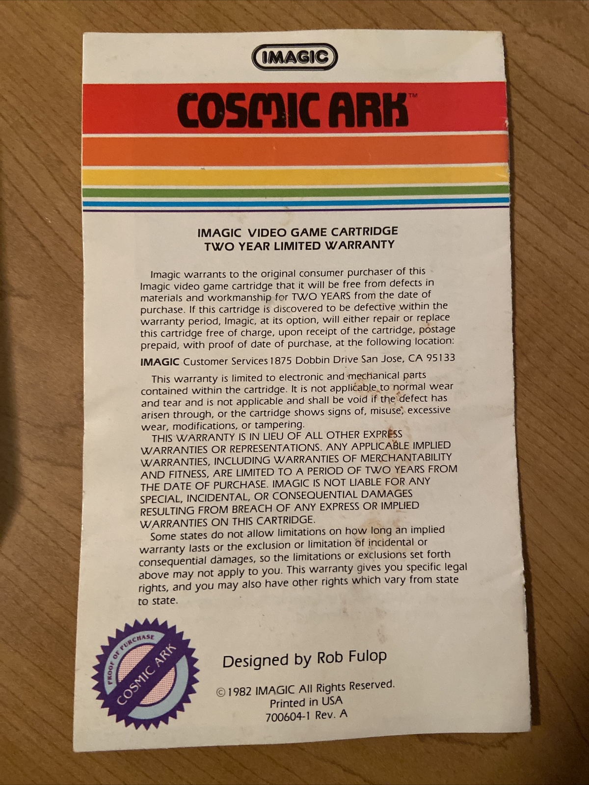 Imagic Cosmic Ark Game Atari 2600 - Cartridge & Manual-Tested & Working ...