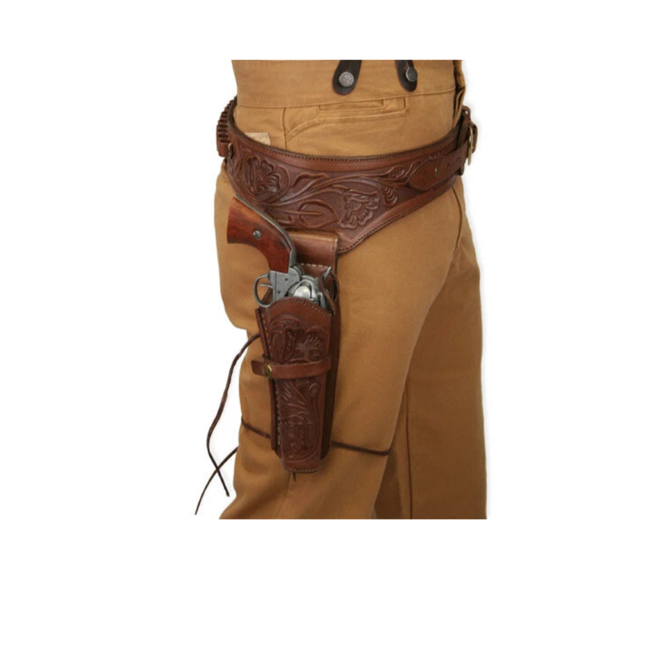 Western Gun Holster Belt Leather Revolver Pistol Tooled .22 .22Lr.357 ...