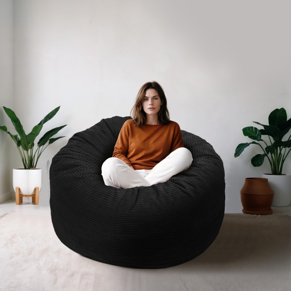 Bean Bag Chairs for Adults, 4FT Bean Bag Chairs with Plush Microfiber ...