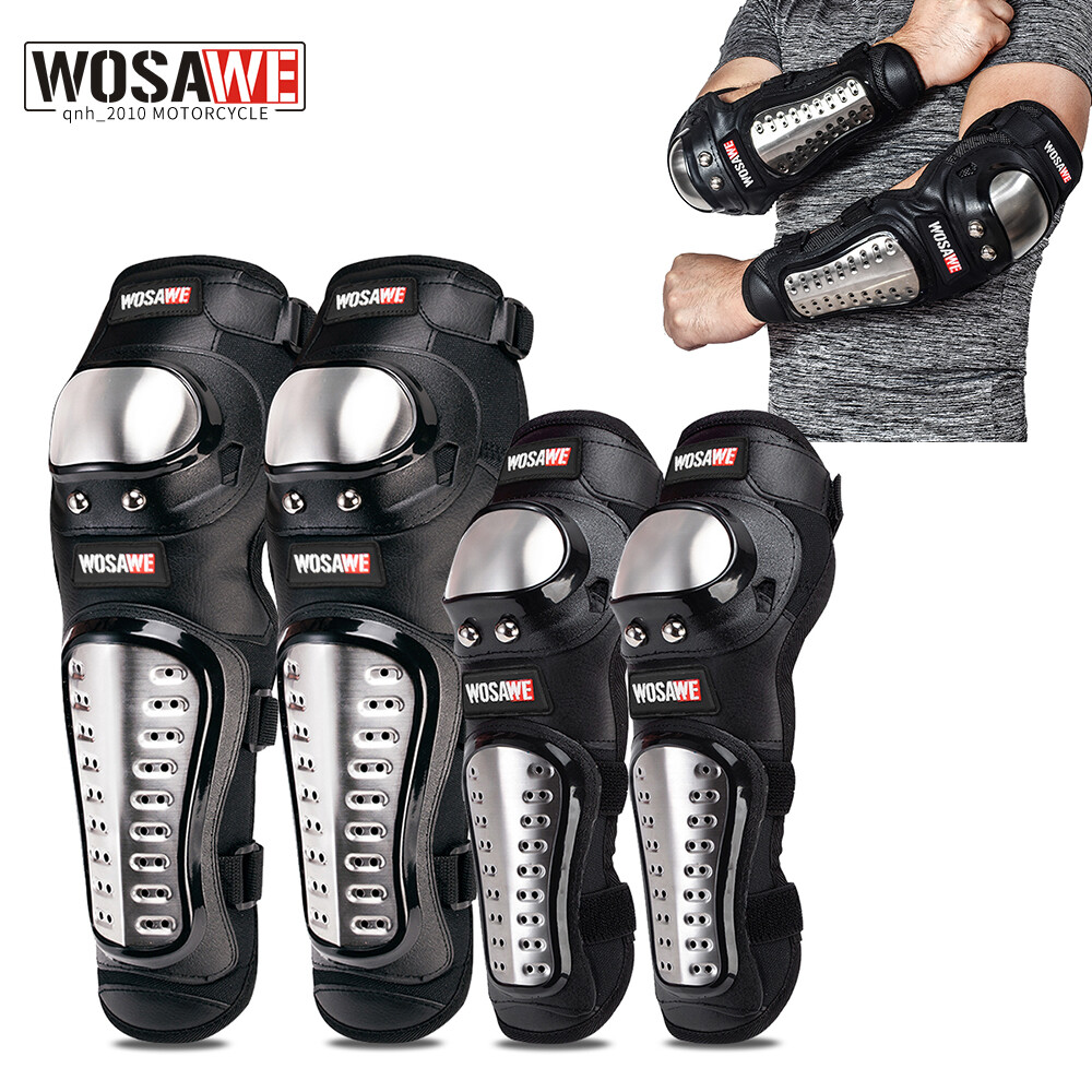 WOSAWE Adults Motorcycle Knee Elbow Steel Protectors Racing Protective Guards | eBay