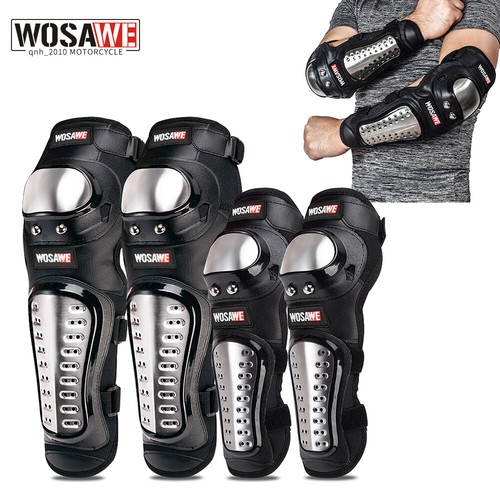 WOSAWE Adults Motorcycle Knee Elbow Steel Protectors Racing Protective ...