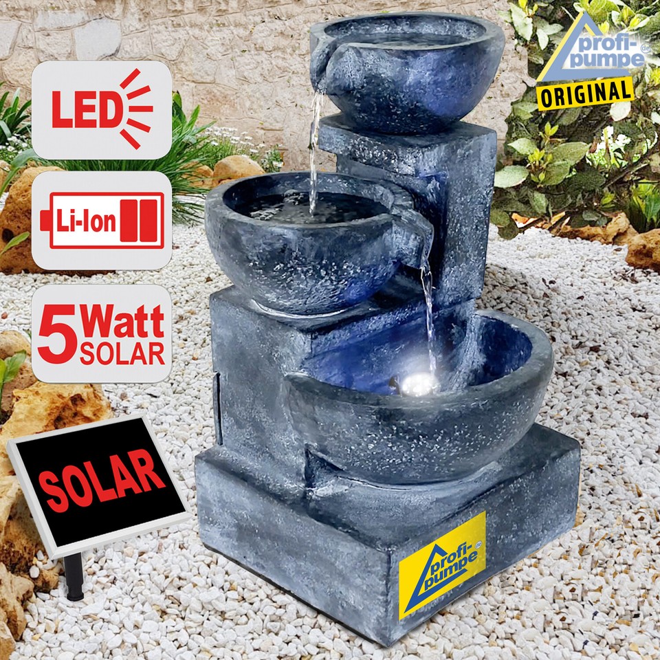 SOLAR BRUNNEN SPRINGBRUNNEN GARTEN BRUNNEN ZIER SOLAR WASSERSPIEL ...