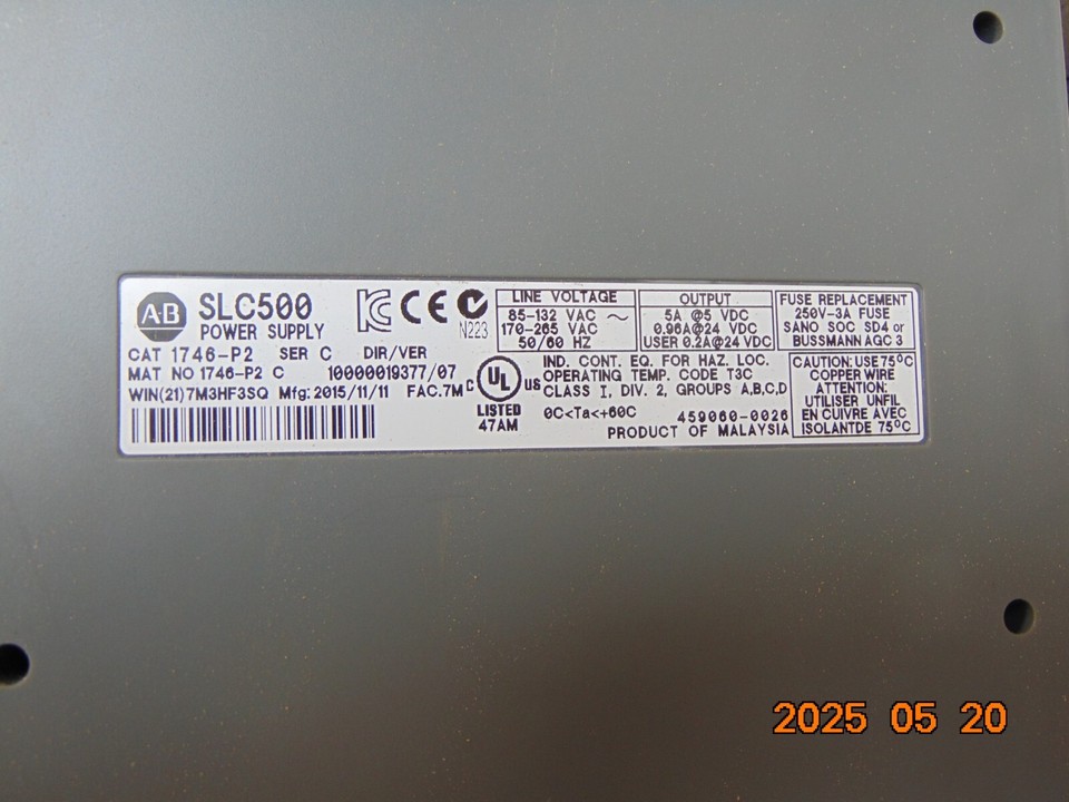 ALLEN BRADLEY 1746-P2 SER C POWER SUPPLY w 1746-A7 SER B 7-SLOT RACK | eBay