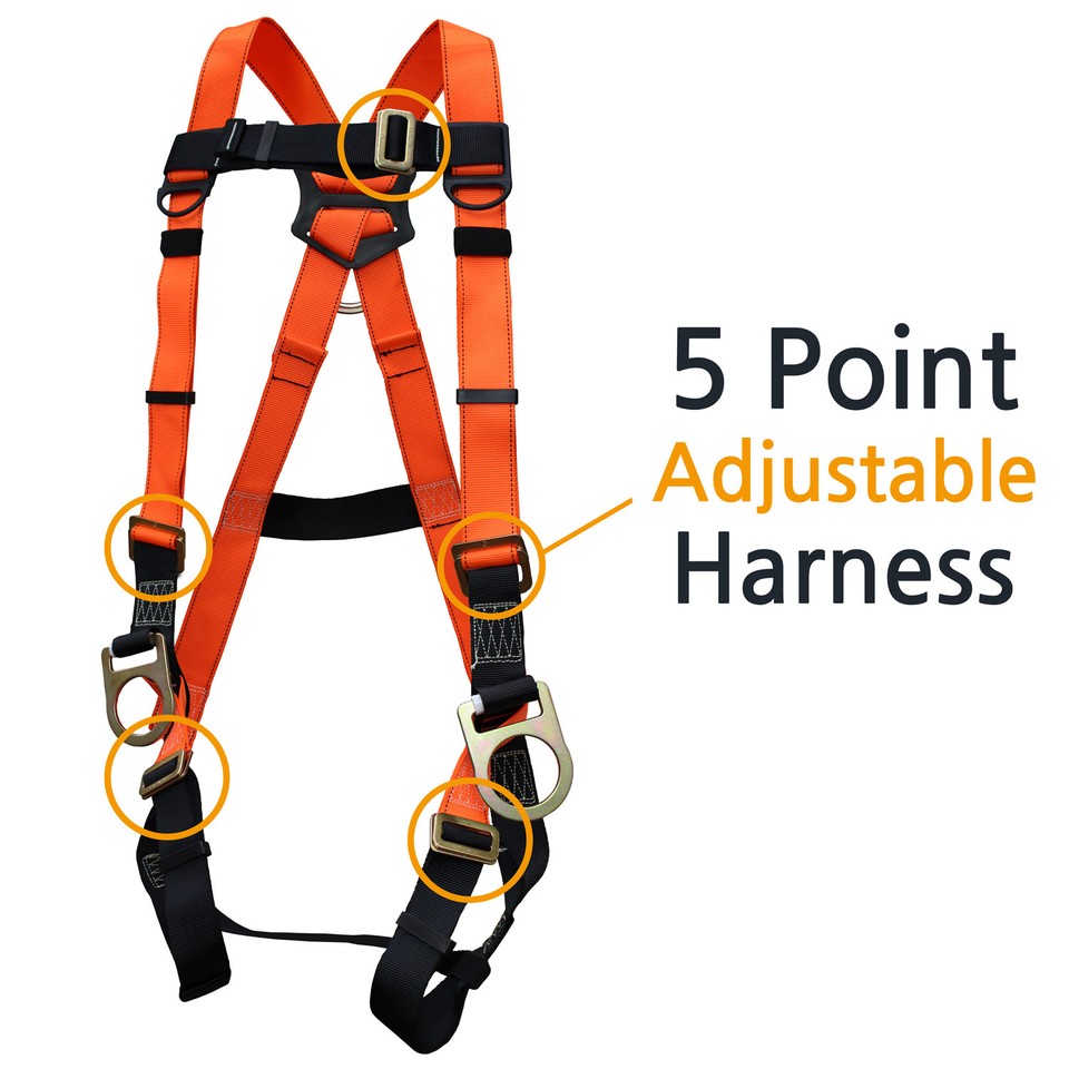 Three D-Ring Full Body Fall Protection Safety Harness Harness Combo ...