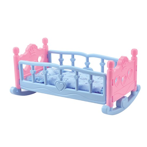 Doll Rocking Cradle Crib Cot Bed Toy Girls Toy with Blanket Pillows Set ...