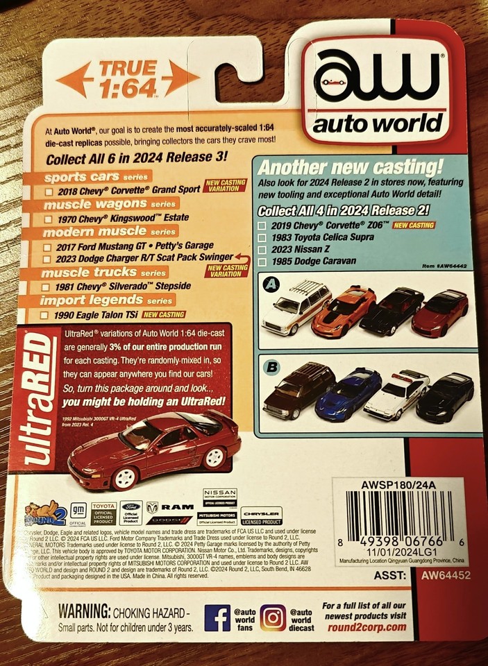 Auto World 64452 Import Legends 1:64 1990 Eagle Talon TSI Series A Red ...