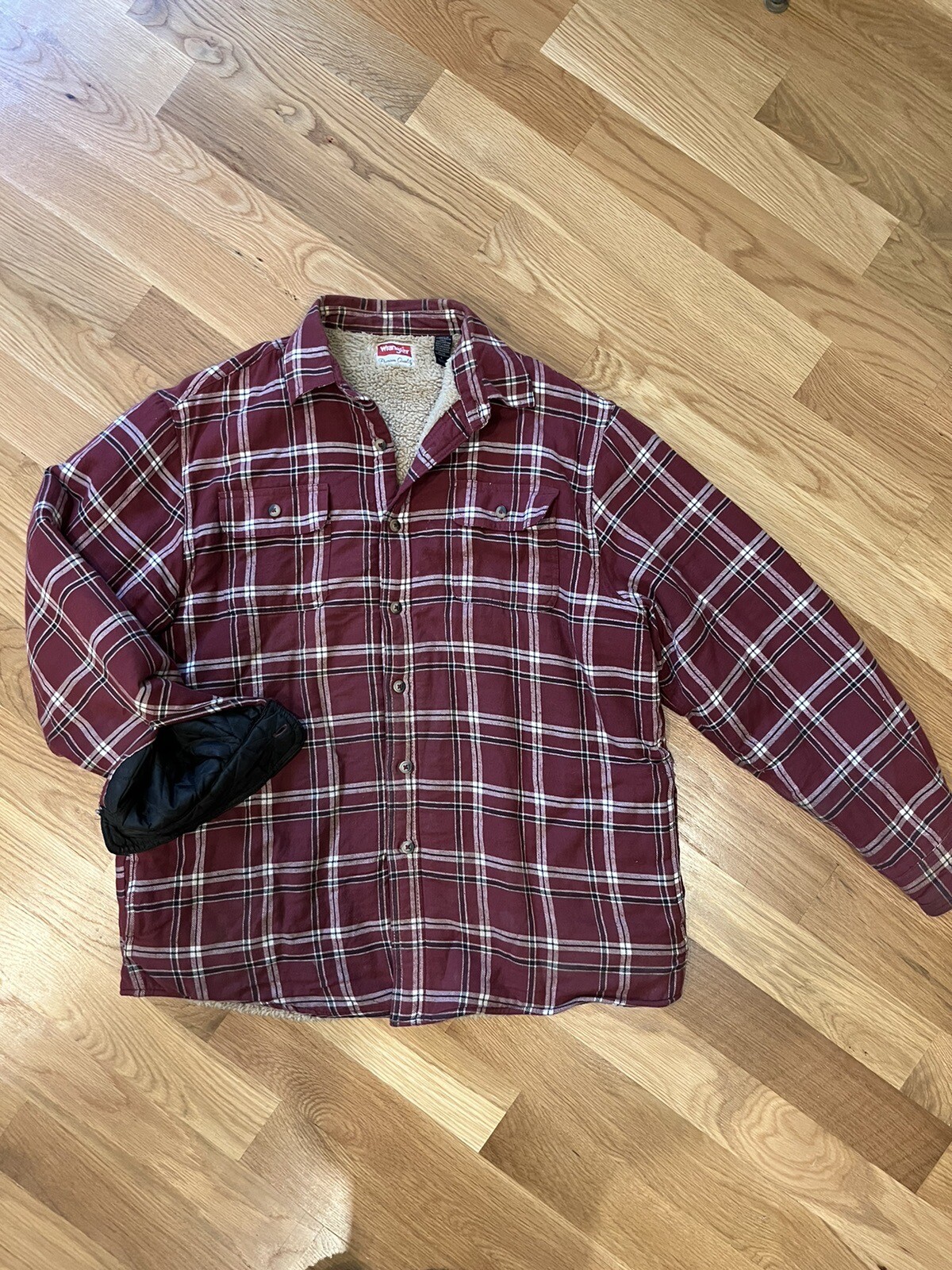 Wrangler Shirt Jacket Mens L Red Long Sleeve Plaid Casual Flannel ...