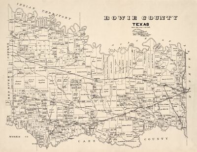 Historic County Map - Bowie County Texas - Abrams 1894 - 23 x 29..81 | eBay